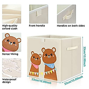 GARPROVM Organizer for Kids Nursery, Cute Cartoon Animal Storage Bins Basket Cube for Shelves, with Handles, fits Baby, Clothes, Children's Room, 13inch