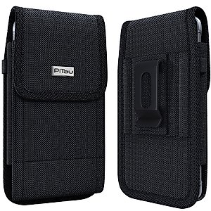 PiTau Belt Holster Case Designed for Samsung Galaxy S7/ S8/ J3V/ J3/ A10e/ A01/ S10e Cell Phone Holster Rugged Nylon Belt Case with Belt Clip Pouch Compatible with Otterbox Commuter on- Black