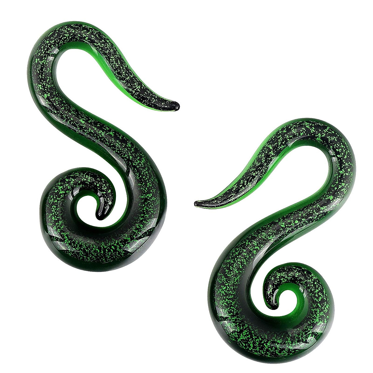 Beautidots Glass Ear Spiral Tapers Plugs Seahorse Shape Hanger Ear Gauges Stretchers Piercing 8g 6g 4g 2g