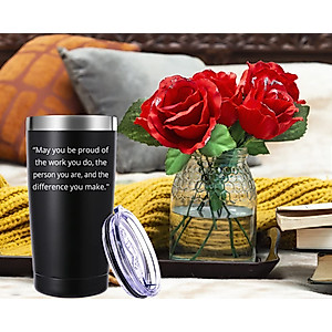Merfefe May You Be Proud of the Work You Do 20oz Tumbler Gifts.Office Gift.Thank You Appreciation New Job Leaving Gifts.Going Away Farewell Retirement Gifts for Employee Coworker Boss.(Black)