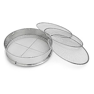 Mopalo 12" Soil Sieve Set with 4 Interchangeable Mesh Screens 1mm, 3mm, 5mm, and 7mm - Garden Sifter for Rocks, Seeds, Dirt, Compost and Potting Soil