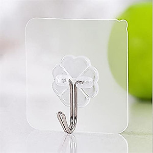 12Pcs/Set Transparent Seamless Self Adhesive Hook Load Bearing 13.2lb/6kg(Max) Waterproof and OilproofStrong Stick Hook Bathroom Kitchen Wall Hanger