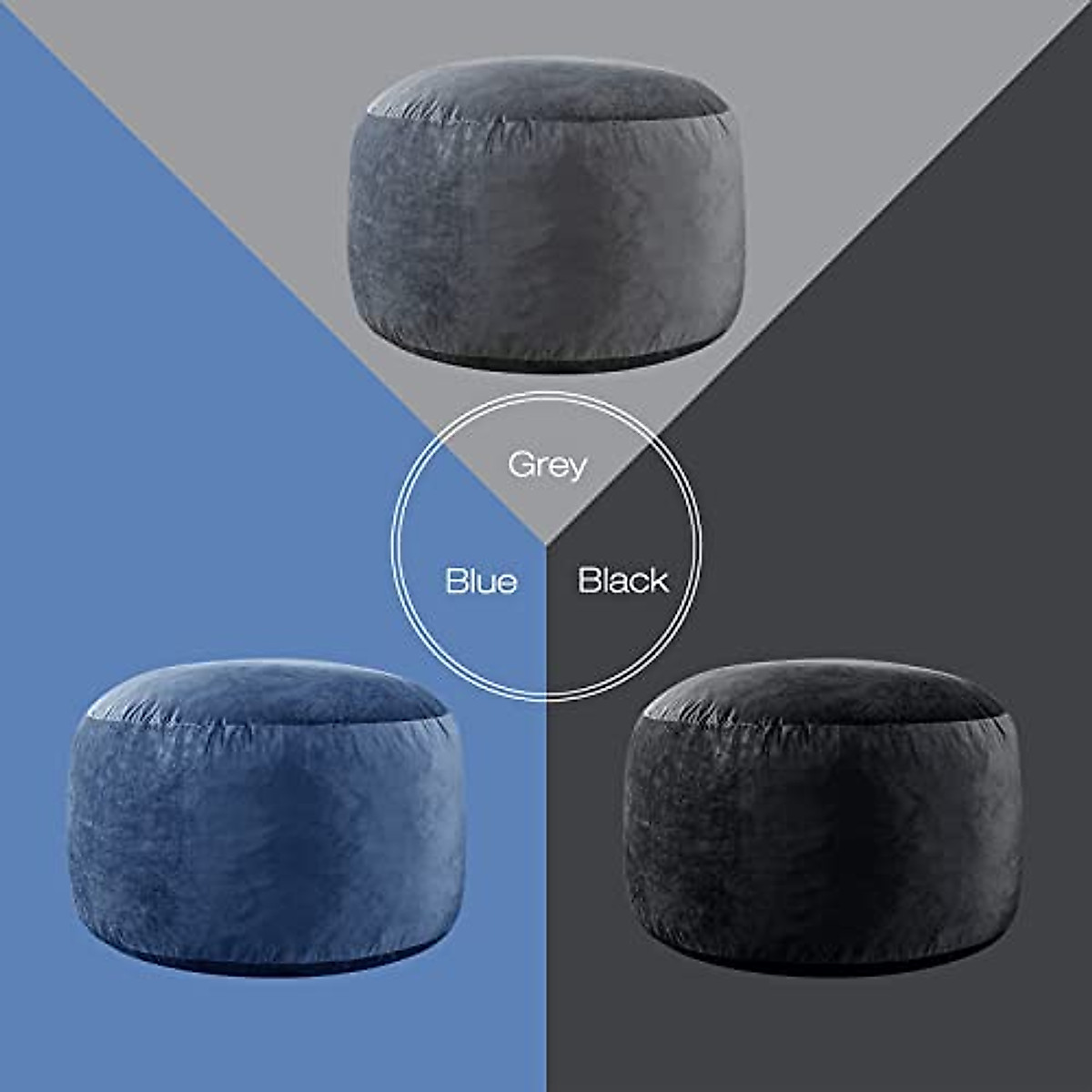 WhatsBedding 3 ft Bean Bag Chairs for Adults/Teens with Filling, Medium Bean Bag Sofa with Memory Foam, Furniture Bag with Soft Dutch Velvet Cover, Dark Gray, 3 Foot