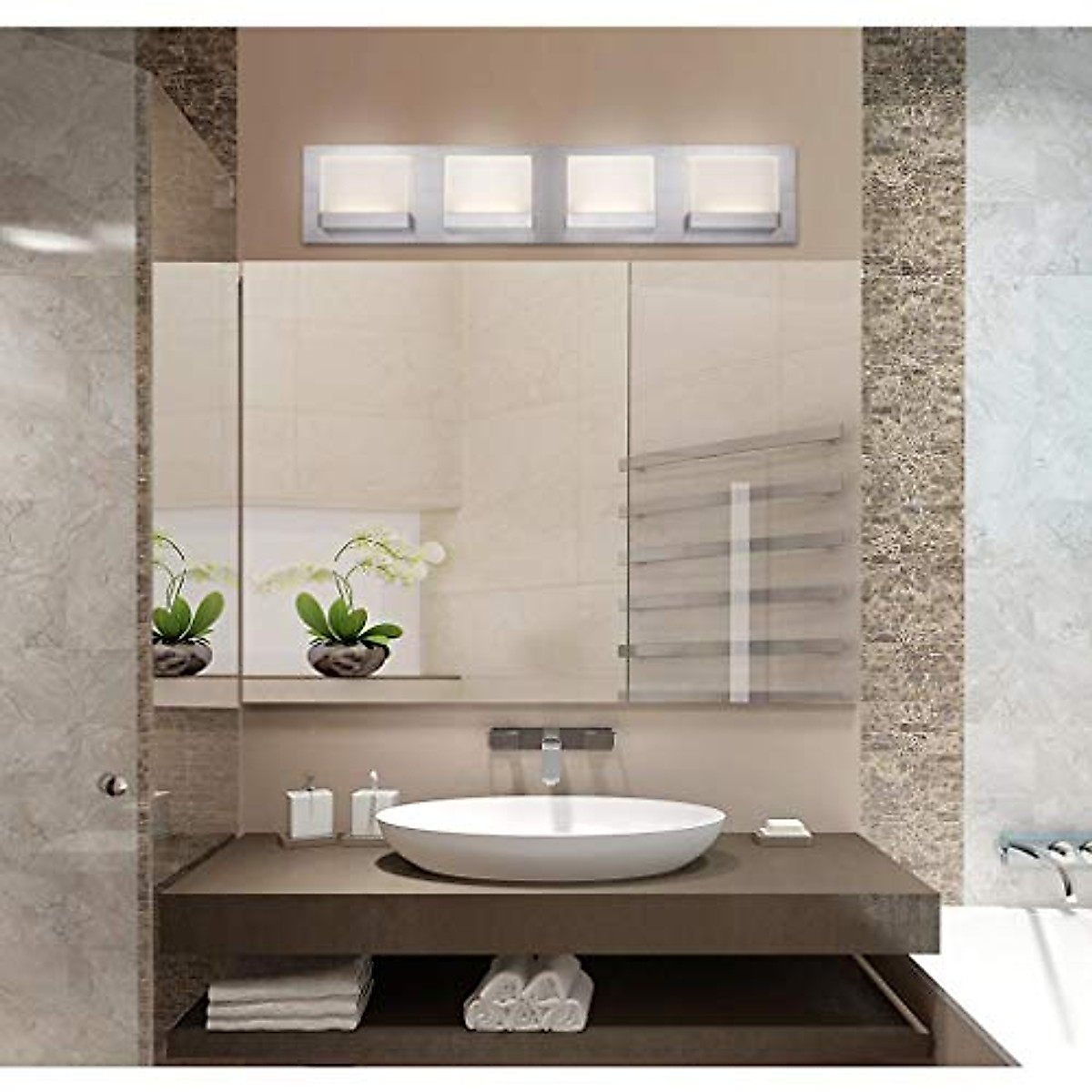 Home Decorators Collection Alberson 4-Light Brushed Nickel LED Bath Bar Light