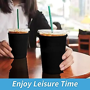 Cicilemo 3Pack Iced Coffee Sleeve for Cold Drinks Reusable Neoprene Insulator Holder for Cups -Tall/Grande, Venti, Trenta, Dunkin Donuts, McDonalds, Mccafe Coffee,Black