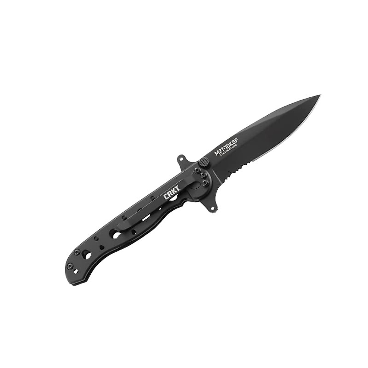 CRKT M21-10KSF EDC Folding Pocket Knife: Special Forces Everyday Carry, Black Serrated Edge Blade, Frame Lock, Dual Hilt, Stainless Steel Handle, Reversible Pocket Clip