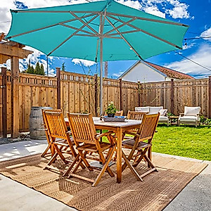 Oasishade 9Ft Patio Umbrella with Ventilation, 10-Year Non-Fading Top, and UV Protection - Waterproof Outdoor Table Market Umbrellas with 8 Sturdy Ribs for Garden, Deck, and Backyard - Sky Blue