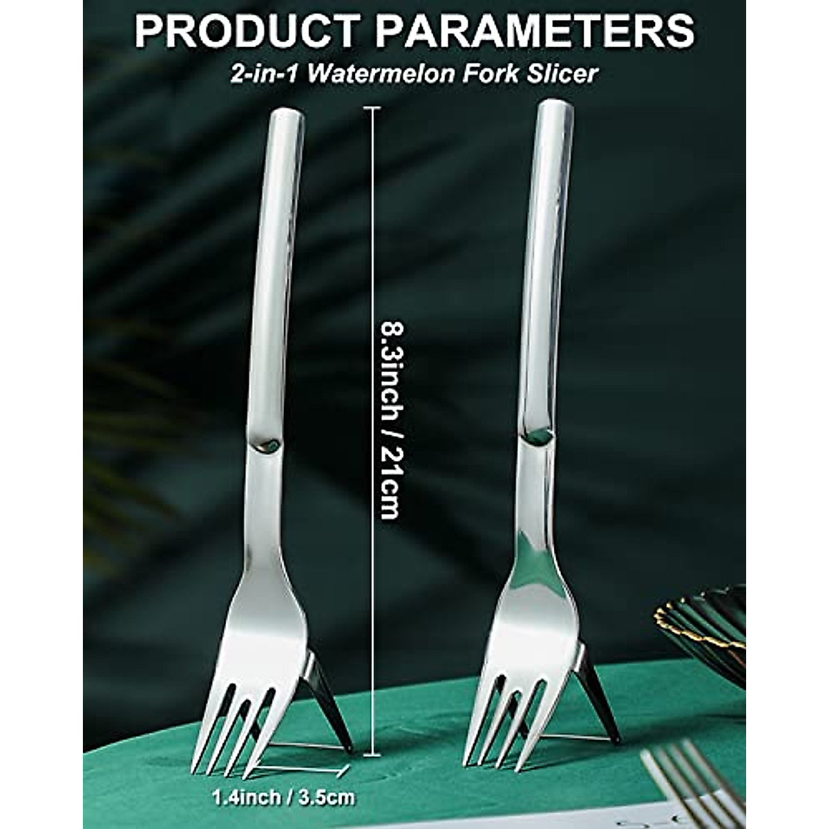 Watermelon Slicer Cutter, 2-in-1 Watermelon Fork Slicer, Stainless Steel Cutting Fork Artifact, Fruit Watermelon Carving and Cutting for Home Party (1)