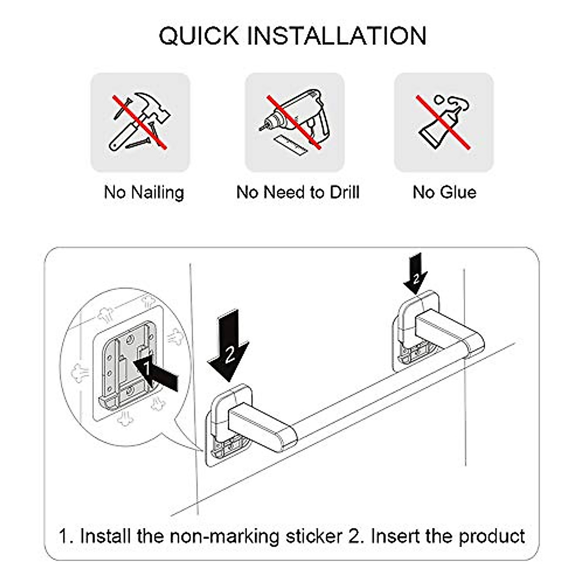 Laigoo Kitchen Paper Towel Holder Adhesive, Under Cabinet Paper Towel Holder Kitchen Tissue Holder Sticky Kitchen Towel Holder (Stainless Steel, White)