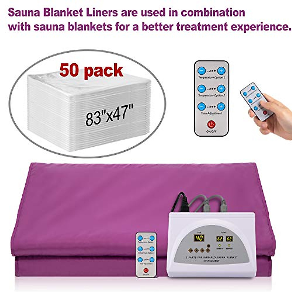 SilkFun 50 Pieces Disposable Plastic Sheeting for Body Wrap Used Inside a Far Infrared Sauna Blanket，Sauna Bag (83×47 inch)