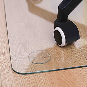 FARUIFETT Tempered Glass Chair Mat, 1/4" Thick 36" x 46" Office Chair Mat for Carpet Hardwood Floor, Heavy Duty Hard Chair Mat, Effortless Rolling, Easy Clean, Not Prone to Scratch