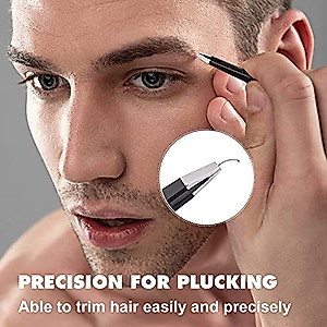 Mabox Professional Tweezer Set with Case - 4 Pieces Slanted and Pointed Stainless Steel Tweezer Set, Precision Slant Tweezers for Eyebrows, Facial Hair, Ingrown Hair, Splinter and Blackhead (Black)