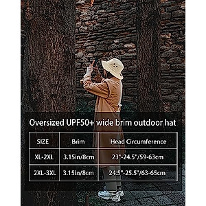 Zylioo 2XL Oversized Summer Boonie Hats,Adjustable Fishing Sun Hat for Big Heads,Large Lightweight Cooling Hat Dark Gray