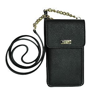 Kate Spade New York Laurel Way North South Womens Iphone Case Saffiano Leather Crossbody (Black)