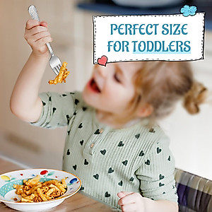 E-far 12-Piece Toddler Silverware, Stainless Steel Kids Preschooler Utensils with Adult Look, Hammered Flatware Includes 4 Forks 4 Spoons 4 Knives, Safe for Self Feeding, Non-Toxic & Dishwasher Safe