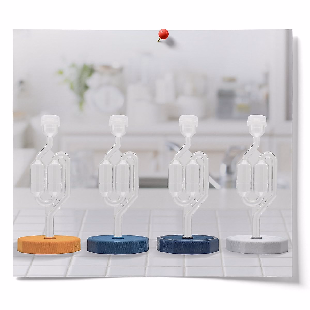 Fermentaholics 4-Pack Fermentation Lids with S Airlocks for Wide Mouth Mason Jars - Multicolored, Reusable, with Silicone Gaskets for Fermenting Vegetables, Sauerkraut, Kimchi & More