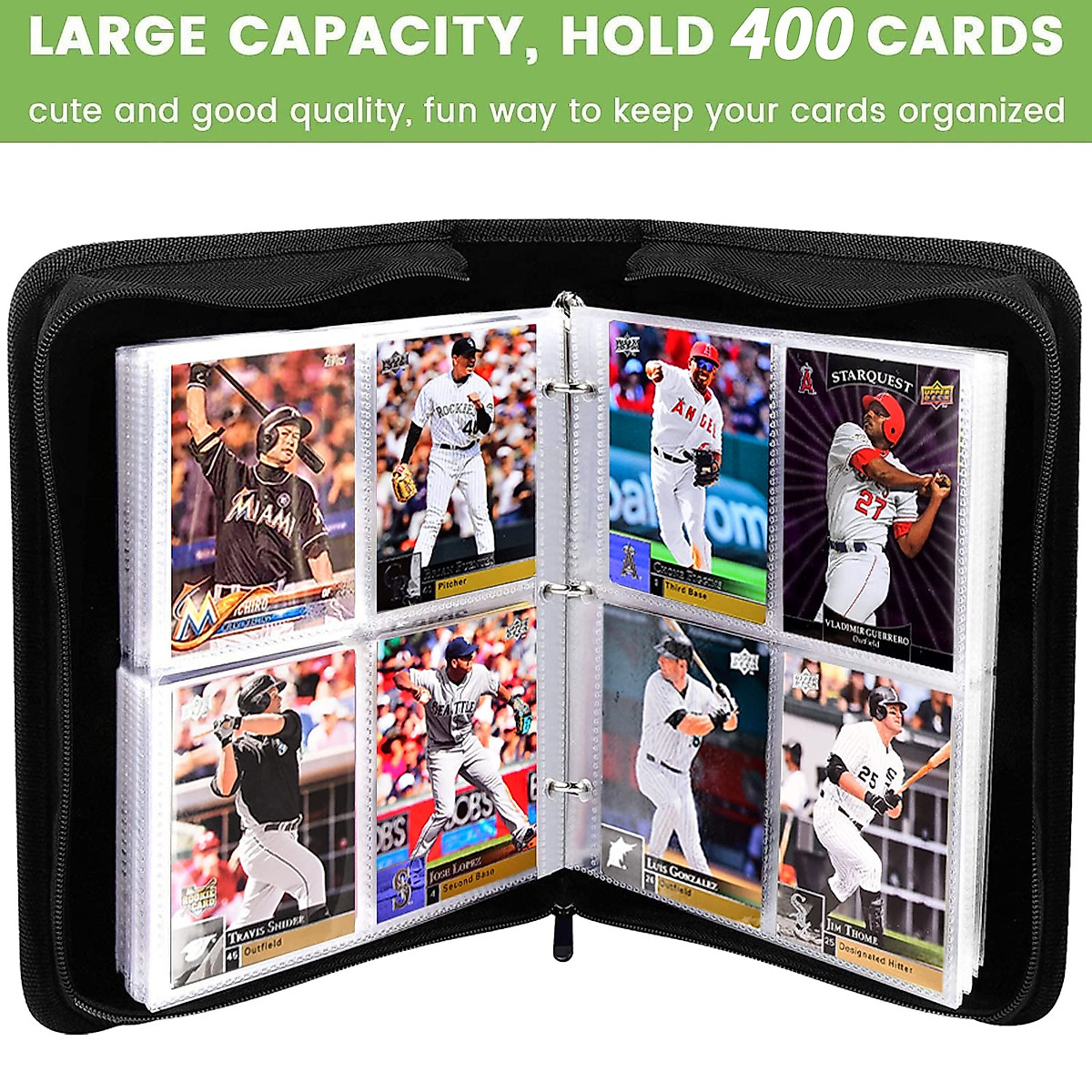 Baseball Card Binder Holder - Football Sports Cards Album Trading Sleeves Protectors Compatible with Topps 2022, 400 Pockets