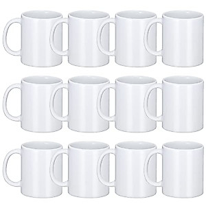 Sublimation Mugs, Yephets 12Pcs Coffee Mugs Blank White Ceramic Coffee Mug Set Sublimation Cups 11 oz Christmas Coffee Mug for Hot Chocolate Latte Tea Milk DIY Products