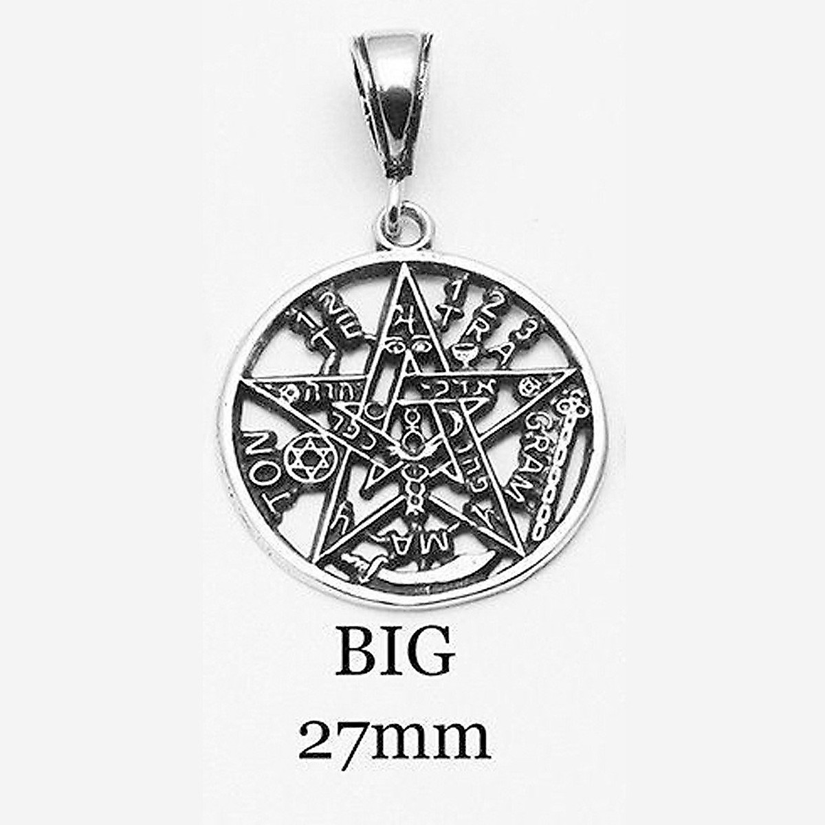 Blue Apple Co. Pentagram Pendant Tetragrammaton Charm Solid Oxidize Design 925 Sterling Silver Religious Pagan Star Shape