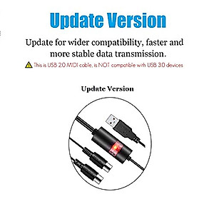 LiDiVi MIDI USB interface MIDI Cable Adapter with Input & Output Connecting, Piano Keyboard/Synthesizer for Editing & Recording Professional MIDI Adapter Cord with Windows/Mac for Studio Black (6.5Ft)