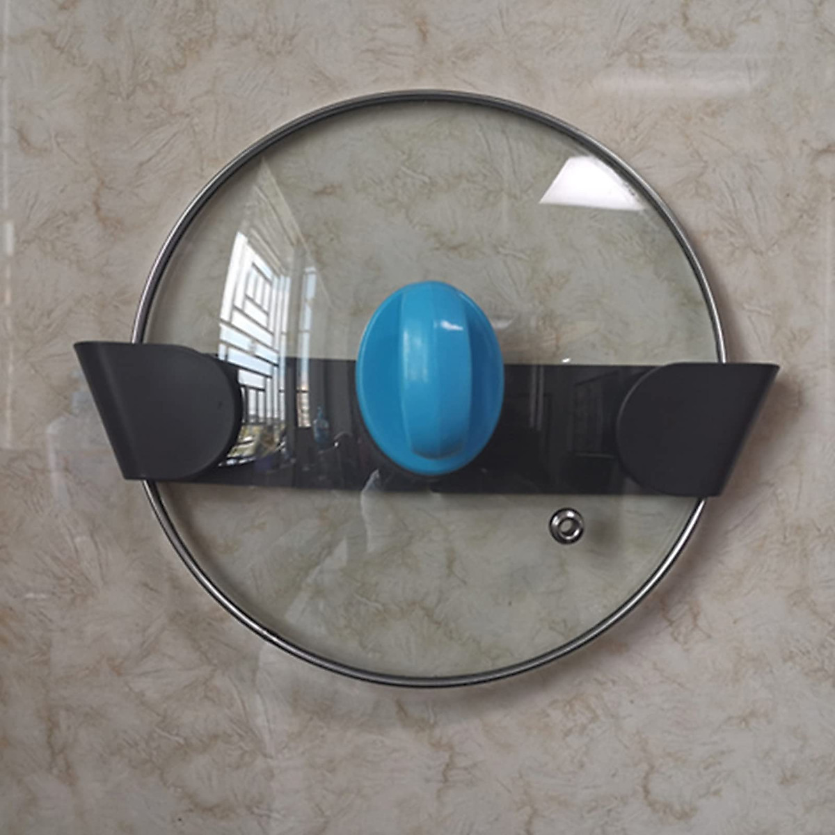 6Pcs Pot Lid Storage Rack Holder Organizer for Cabient, ABS Punch Free Pot and Pan Lid Storage Rack, Wall Mounted Pot Lid Holder Kitchen Hacks, Household Pot Lid Hanger for Home Kitchen