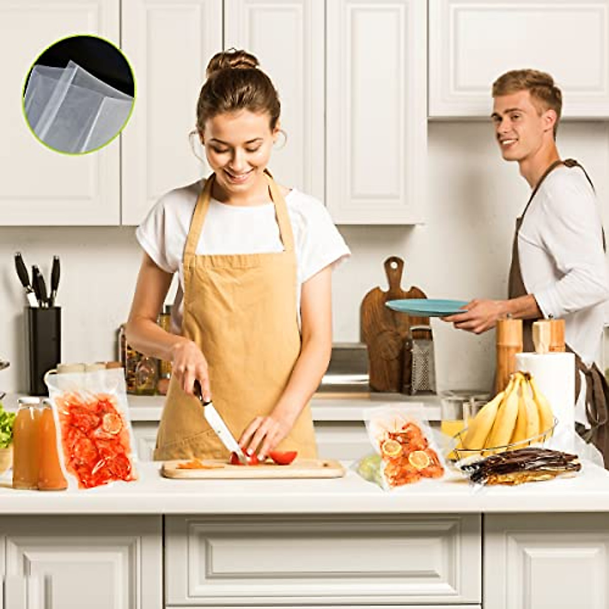 Vacuum Sealer Bags,200 Pcs 4mil 8"x12"Vacuum Sealer Bags for Food,Vacuum Storage Bags Foodsaver Bags for Food Preservation, Refrigeration Storage, Low Temperature Cooking, Microwave Heating