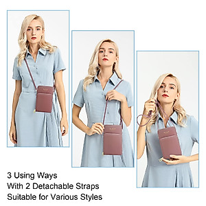 NoChoX Small Crossbody Bags for Women, RFID Blocking Phone Purses, Shoulder Handbags with Credit Card Slots, Adjustable Strap, Pink