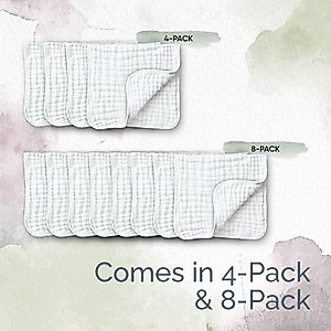 KiddyCare Muslin Burp Cloths - Burp Clothes for Baby Girl/boy, Organic Baby Clothes Burping Cloths for Babies - 6 Layers absorbance, Baby Burp Cloth (4 Pack (10x20 inches))