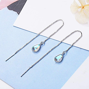 Elegant 925 Sterling Silver Drop Earrings Colorful Droplet Dangle Threader Earrings For Women