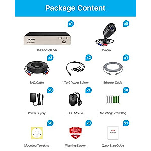 ZOSI H.265+ 8CH 5MP Lite Home Security Camera System Outdoor Indoor,5MP Lite CCTV DVR 8 Channel, 8pcs 1080P 1920TVL Surveillance Bullet Cameras,80ft Night Vision,Motion Alerts,Remote Access(No HDD)