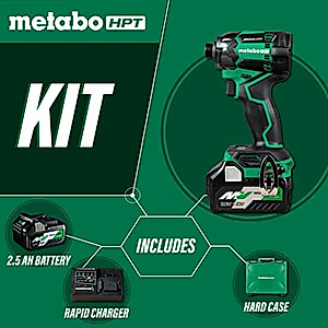 Metabo HPT 36V MultiVolt™ Cordless Triple Hammer BOLT Impact Driver Kit | 1/4-Inch Keyless | 5 Speed Modes | 3 LED Lights | Up to 1,903 in-lbs of Torque | IP56 Rated | Lifetime Tool Warranty | WH36DC