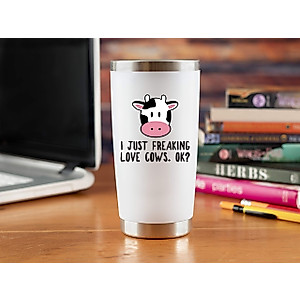 KLUBI Cow Gifts Coffee Tumbler- 20oz Tumbler for Coffee or Wine - Gift Idea for Cow Lovers, Themed Gifts, Print, Cup, Accessories, Stuff, Farm Animal