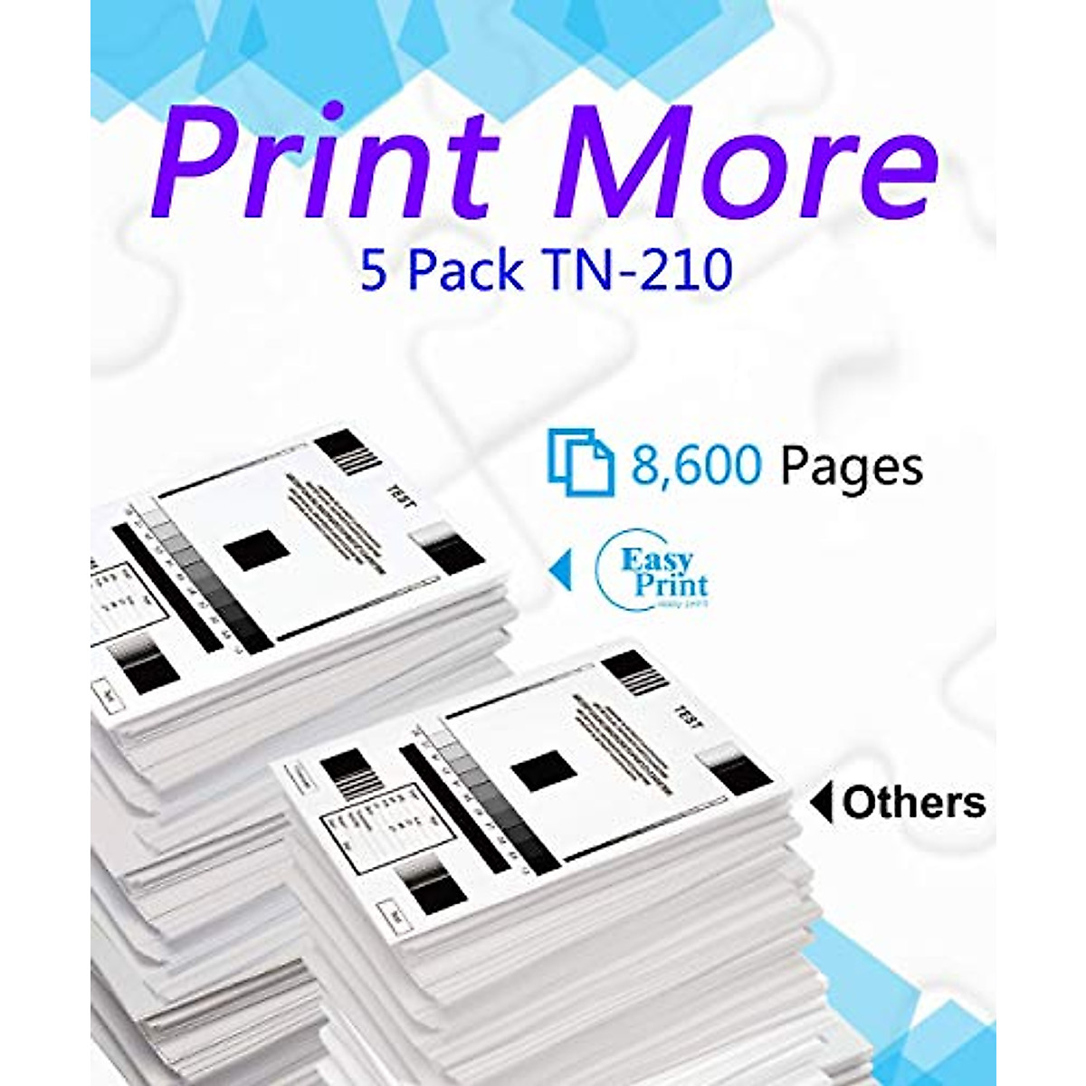 EASYPRINT (5-Pack, 2xBK+C+M+Y) Compatible TN210 TN-210 Toner Cartridges Used for Brother HL-3040CN, HL-3045CN, HL-3070CW, HL-3075CW, MFC-9010CN, MFC-9120CN, MFC-9125CN, MFC-9325CW, MFC-9320CW