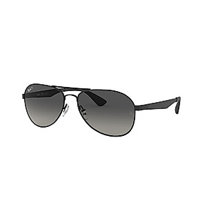 Ray-Ban RB3549 Aviator Sunglasses, Black/Polarized Light Grey Gradient Dark Grey, 61 mm