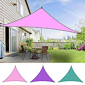JYCAR Triangle Awning Shelter, Waterproof Sun Shade Sail Canopy, Durable Polyester Garden Shading Net with 3pcs 6.5FT Ropes, for Outdoor Patio Garden (Pink, 9.8 x 9.8 x 9.8 ft)