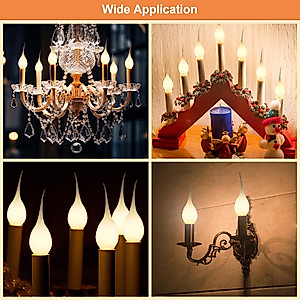 Meonum 12 Pcs Silicone Dipped Candle Light Bulbs, LED Silicone Candle Bulbs, 0.7 Watts Candle Chandelier Light Bulbs, C7 Light Bulbs, E12 120V White Silicone Light Bulbs for Window Candle