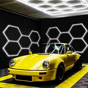 Zheedale Hexagon Garage Lights, Higher Brightness Lumens Honeycomb Hex Led Light 5 Grid for Garage, Auto Beauty Shop, Car Detailing Shop, Workshop, Basement, 3 Year Warranty