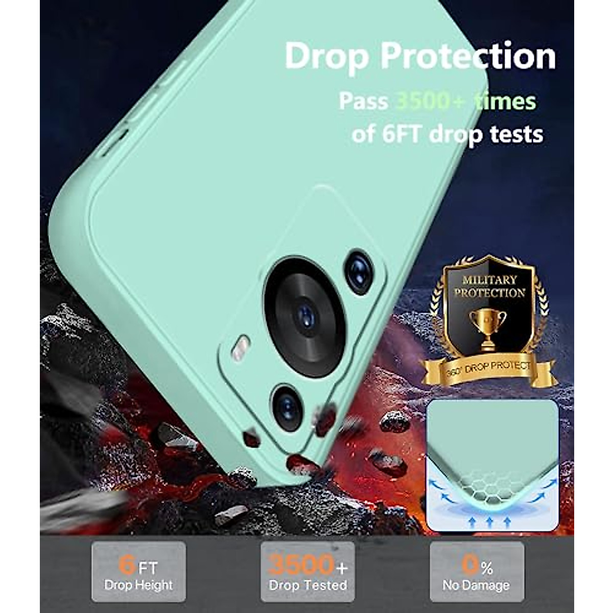 Tiwinxing Compatible with Huawei P60 Pro Case for Women Men, Ultra Slim Huawei P60 Pro Phone Case Silicone Liquid Soft Shockproof Anti-Scratch Protective Cases (Light Cyan)