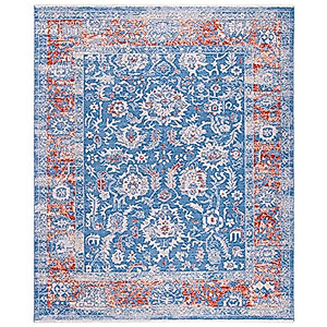 SAFAVIEH Hellenic Collection 8' x 10' Blue / Rust HLC415M Traditional Oriental Distressed Wool Area Rug
