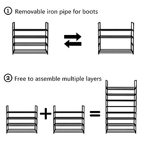 INGIORDAR Shoe Rack 4 Tier Metal Stackable Organizer Storage Shelf Hold 16-20 Pairs for Closet Entryway Bedroom, Black…