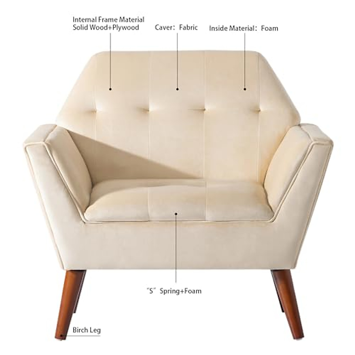 ATGHYURT 32" Wide Tufted Armchair Club Chairs Single Sofa Modern Accent Chairs Lazy Sofa Chair Comfy Lounge Chair Recliner Chair Upholstered Reading Chair for Living Room Bedroom Office