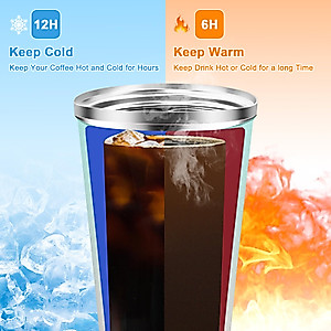 JTRYEMU Travel coffee mug 12 oz Insulated Coffee cup with lid reusable Leak proof Coffee Tumbler Stainless Steel Vacuum Gradient Colorful Thermos cup Thermal Keeps Cold and Hot for Coffee/Tea