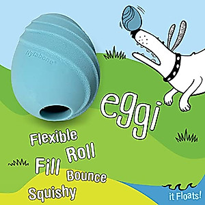 Nylabone Eggi Interactive Fillable Dog Chew Toy - Lightweight Bouncy Floatable Dog Treat Toy for Creative Play & Dog Exercise, Blue, Large/Giant - Up to 50 lbs. (1 Count)