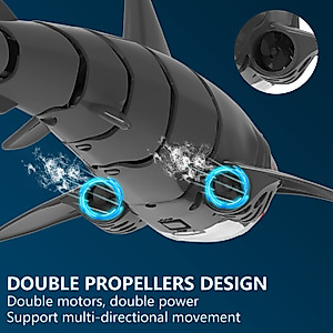 VOLANTEXRC RC Shark Toys, 2.4Ghz 1:18 Scale High Simulation Remote Control Shark Swimming Pool Toy, Great Gift for Kids of Age 4-8 8-12 with 2 Batteries (Gray)