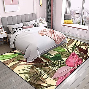 PeeNoke Floral Seamless Magnolia Branch Leucadendron Palm Leaves Leaves Area Rug Outdoor Patio Rug Play Mat Floor Mat Modern Carpet Non-Slip Home Decor Living Room Bedroom Nursery, 6x9 ft