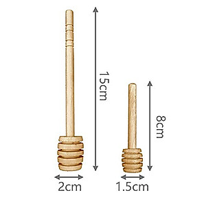 2 Pack Wooden Honey Dipper Mini Honey Dipper Sticks Honey Dippers Jam Muddler Syrup Stirrer for Honey Jar Dispense Drizzle Honey (2 Size)