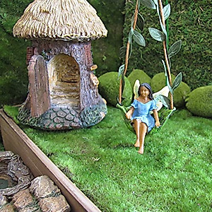 TG,LLC Treasure Gurus Ivy Vine Tree Swing Dark Hair Fairy Girl Mini Figurine Garden Decor Dollhouse Supply