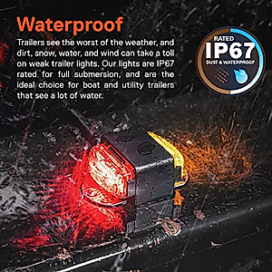 TRUE MODS 2pc 7" Amber + Red LED Trailer Fender Light Set [DOT Approved] [SAE P2] [IP67 Waterproof] Trailer Clearance Marker Lights for Boat Utility Trailer Hauler Car