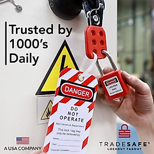 TRADESAFE Lockout Tagout Locks Set - 10 Red Loto Locks, Lockout Locks Keyed Different, 1 Key Per Lock, OSHA Compliant Lock Out Tag Out Padlocks, Safety Padlocks for Electrical Lockout Tag Out Kits