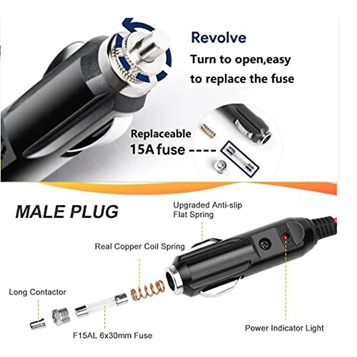 MJPOWER 12V/24V DC Power Cord for Jackery Explorer 1000 Pro /1500/1500 pro /2000/2000 Pro Portable Power Station Jackery E2000Pro E1500 E1000pro Solar Generators Jackery Car Charger Cable DC Adapter